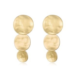 matte gold discs clip on earrings for women 3 discs long drop clip earrings for women