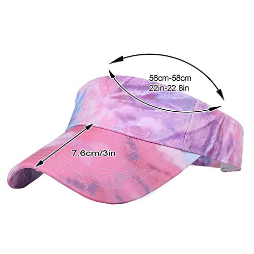 2PCS Sun Visors Hats for Women & Men Adjustable Sports Caps for Golf Running Summer Beach (Tiedye Green+Pink)