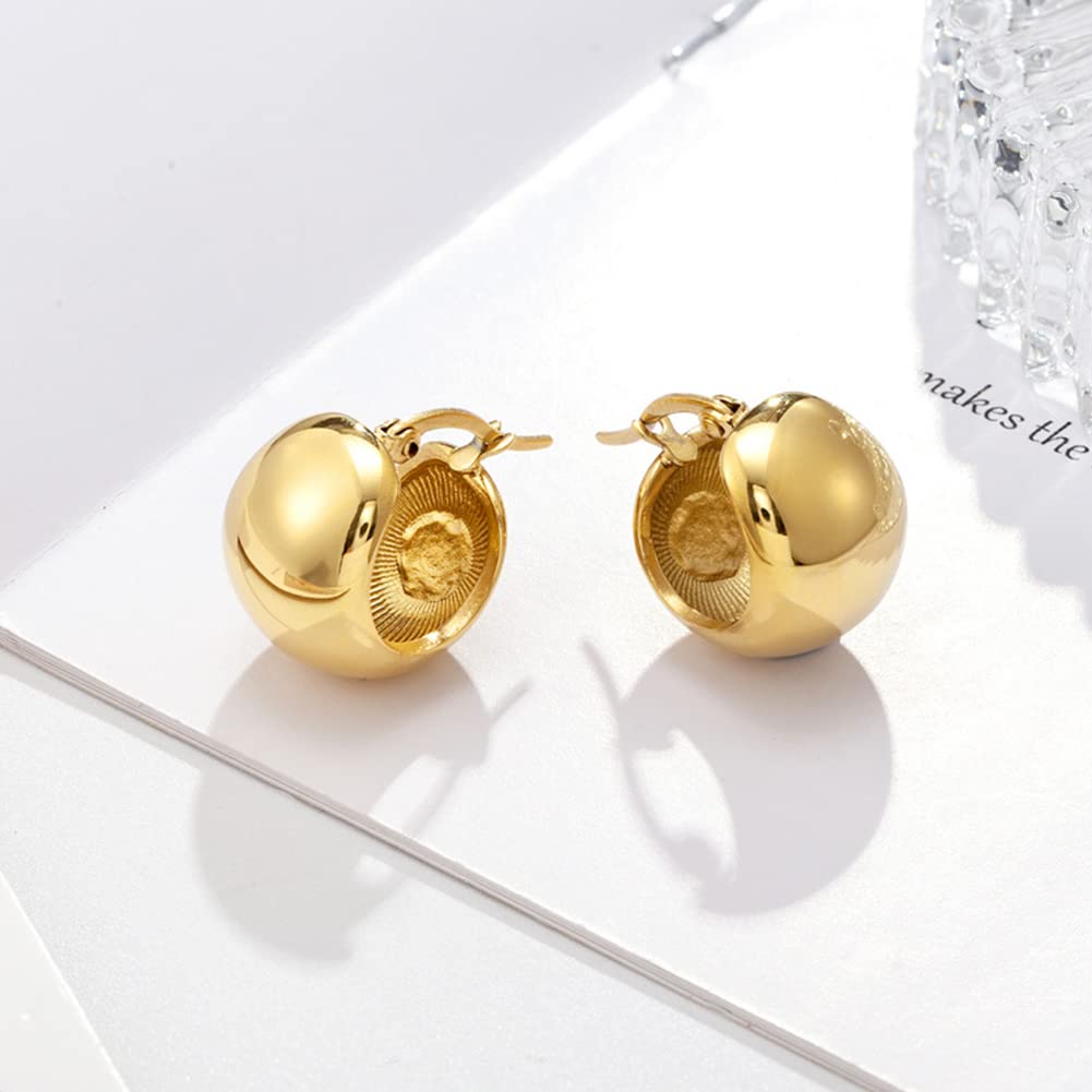 Gold Ball Hoop Earrings Small Chunky Gold Hoop Earrings Fashion Earrings for Women