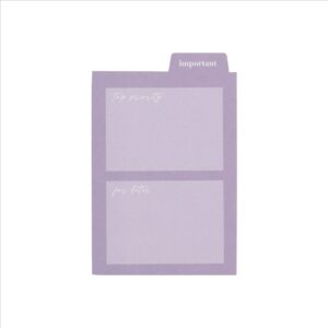 tabbed sticky notes - productivity layout - tab import pages, write daily tasks & keep track of to-dos - 3.15" x 3.85", 20 sheets, purple