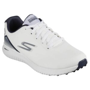 skechers men's max 2 arch fit waterproof spikeless golf shoe sneaker, white/navy, 10.5