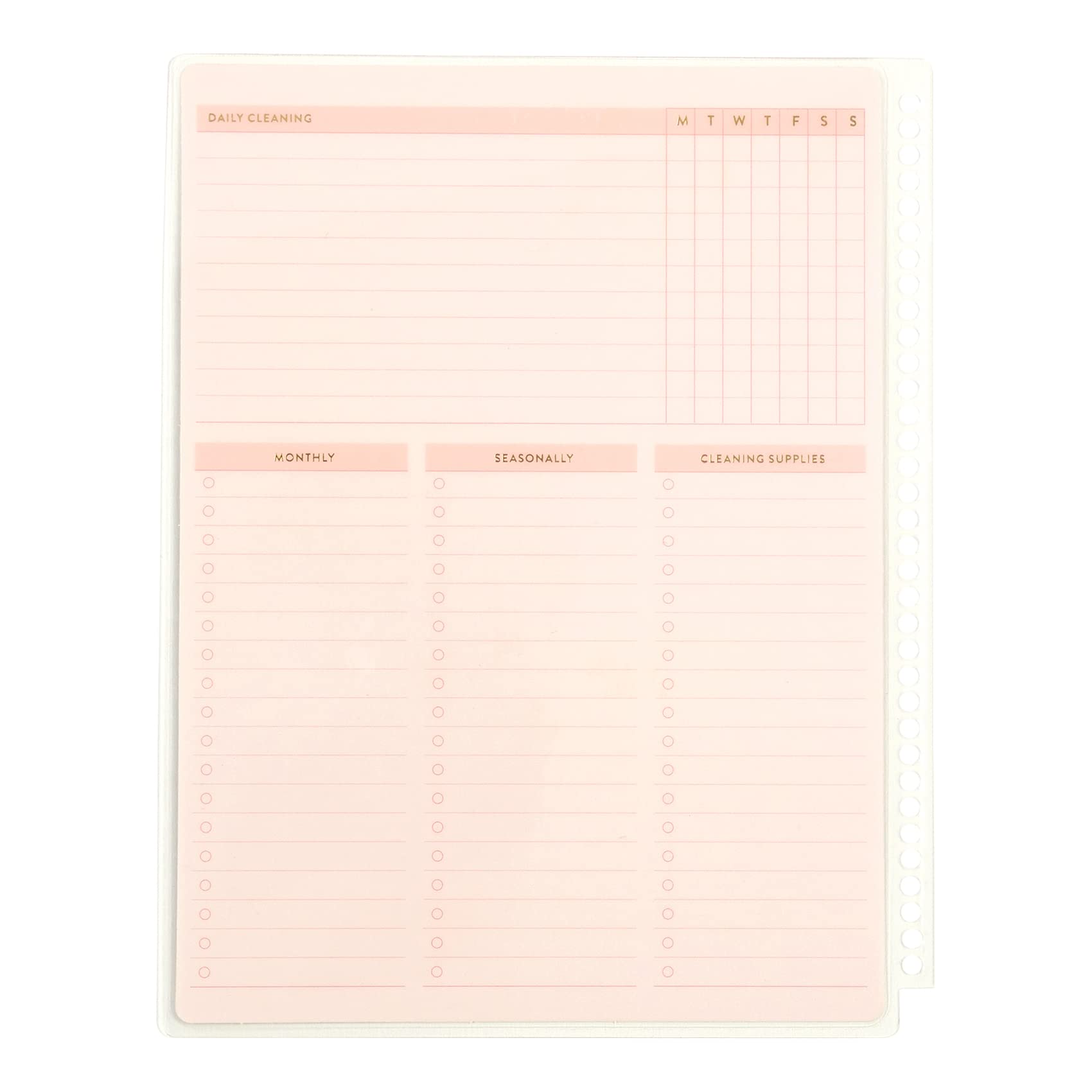 Cleaning Snap-in Dashboard. Wet Erase and Double Sided Layout. Gold Metallic Accents. 7" x 9". Fits All Erin Condren Notebooks and Planners 7" x 9" or Larger.