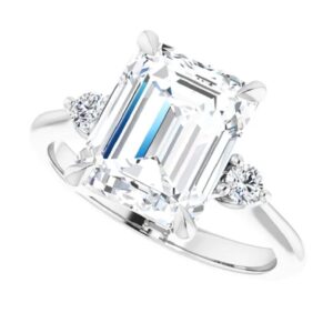 jeweleryium classic three stone engagement ring, emerald cut 3.00ct, vvs1 clarity, colorless moissanite ring, 925 sterling silver, wedding ring, daily wear ring, perfact for gift or as you want (4.5)