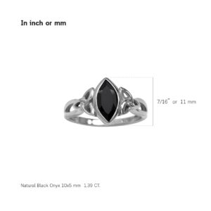 Silvershake Natural Black Onyx White Gold Plated 925 Sterling Silver Triquetra Celtic Knot Solitaire Ring Jewelry for Women Size 8