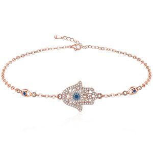 hamsa hand evil eye bracelet for women rose gold sterling silver dainty cute crystal round blue evil eye fatima bracelets