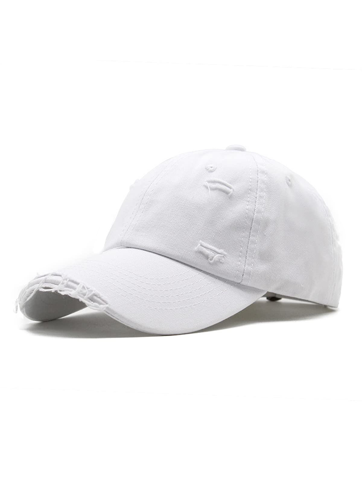 Unisex Vintage Washed Baseball-Cap Twill Adjustable Dad Hat Womens Cotton Low Profile Baseball Cap Unconstructed White Style One Size