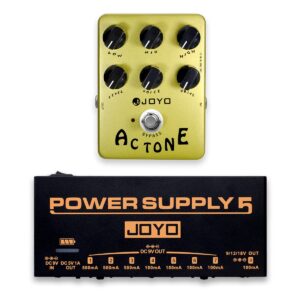 joyo jf-13 ac tone amp simulator pedal bundle with jp-05 pedal power supply built-in rechargeable battery