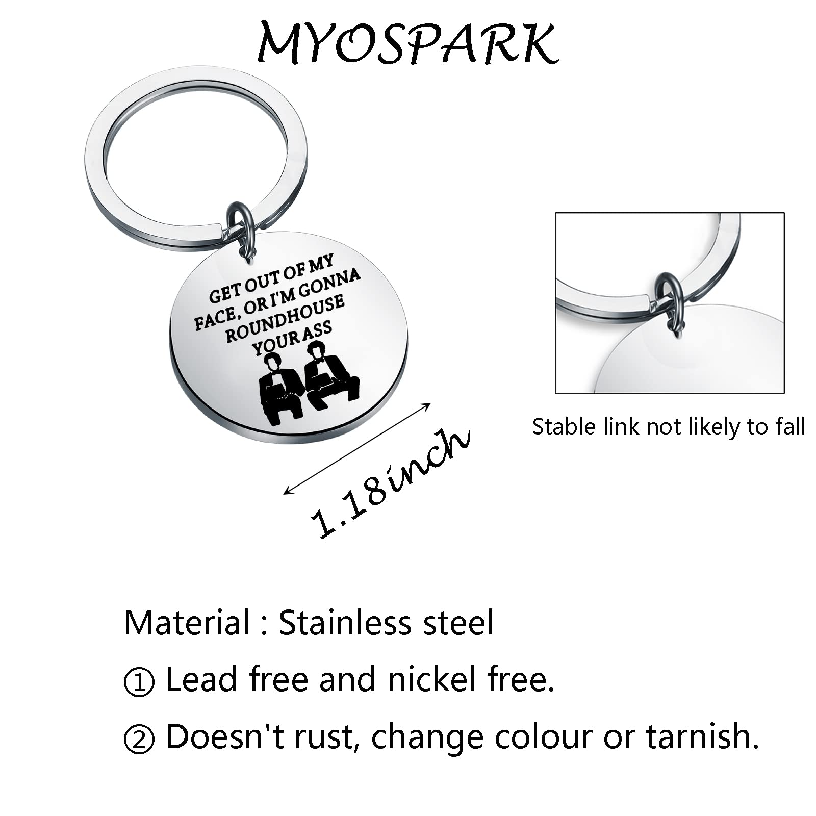 MYOSPARK Movie Inspired Gift Funny Step brother Keychain Movie Fans Gift Best Friend Gift (roundhouse KC)