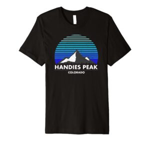 handies peak fourteener (14er) - colorado bluebird day hike premium t-shirt