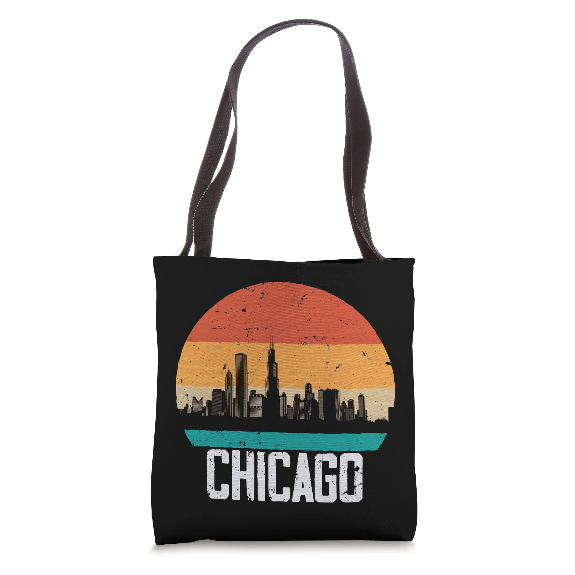 Chicago USA Retro Vintage Sunset Skyline Chicago Tote Bag