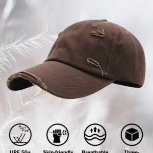 Unisex Vintage Washed Baseball-Cap Twill Adjustable Dad Hat Womens Cotton Low Profile Baseball Cap Unconstructed White Style One Size