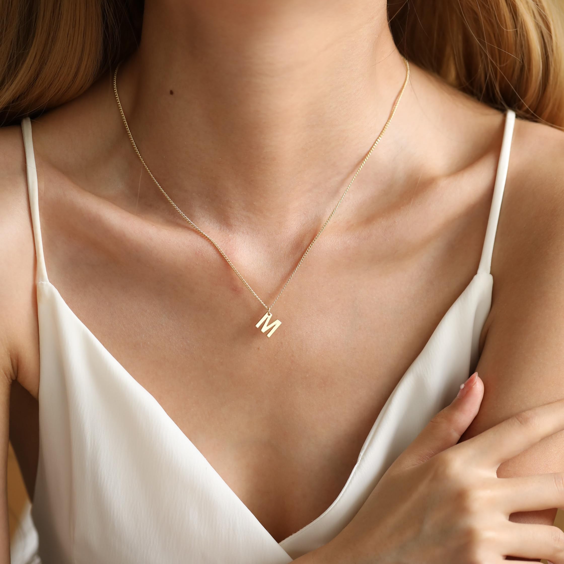 FISSEN JEWELRY Initial Necklaces for Women Trendy Letter Necklace 14K Gold Plated Initial Choker Necklace Dainty Gold Necklace Personalized Gifts for Women Girls