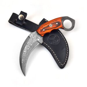 armory replicas hunt for life™ wild fixation karambit knife | fixed blade damascus steel outdoor knife