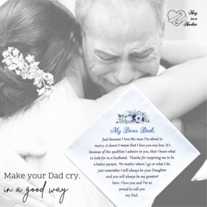 Father of the Bride Gift | Printed Wedding Handkerchief for Dad Bride's Father from Daughter | Wedding Keepsake Hankie | Wedding Day Gift for Parents | Wallet Insert Card Included | 7 pc set