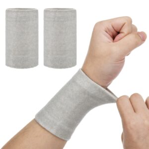 cosmos 1 pair compression wrist sleeve nylon brace wraps supports elastic wristbands for wrist protect pain relief in typing running basketball volleyball golf playing (gray)