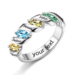 jewenova personalized gift for mom s925 sterling silver mom ring with 5 name custom mothers day gifts for mom grandmother