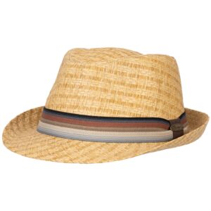 panama jack straw fedora hat - matte toyo, stripe band, elasticized sweatband, 1 3/4" brim (large/x-large) natural