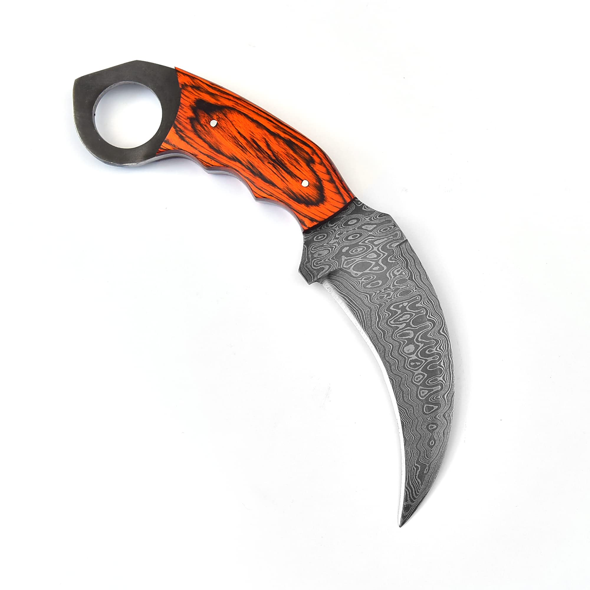 Armory Replicas Hunt For Life™ Wild Fixation Karambit Knife | Fixed Blade Damascus Steel Outdoor Knife