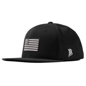 branded bills vintage old glory pvc black flat performance, snapback closure, lightweight, comfortable baseball cap