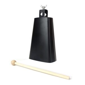 loonelo cow bell with 7 inch,metal steel cow bell with drum stick for drumset kit percussion,noise makers for sporting events wedding party concert