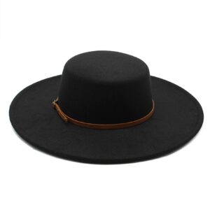 Women Men Felt Fedora Hats Formal Hat Large Fedoras Bulk Woman Man Flat Top Caps Female Big Wide Brim Cap Black