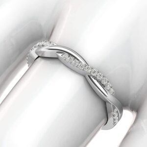 Sterling Silver 2.5mm Petite Twisted Vine Genuine Moissanite Ring Wedding Band Matching Ring (8)