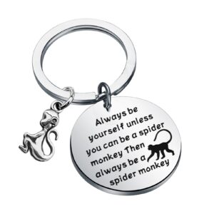 wsnang spider monkey keychain love spider monkey gifts jewelry monkey key ring charm animal lovers gifts (silver)