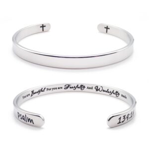 inspirational bracelet cuff bracelets for women stainless steel jewelry bracelets motivational bangles personalized gifts for best friend, stainless steel, stainless steel