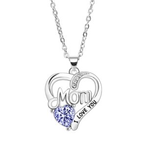 bespmosp mom necklace i love you mom gifts mother's day gifts rhinestone necklace for mom birthday gifts for mom(purple)