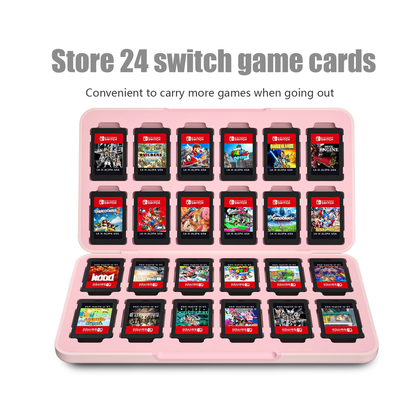 Switch Game Case 24, Switch Game Card Box Holder, Switch OLED Game Case Storage,Soft Lining Rubber and Portable Switch Game Holder - Fish Scales