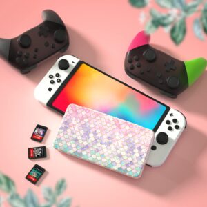 Switch Game Case 24, Switch Game Card Box Holder, Switch OLED Game Case Storage,Soft Lining Rubber and Portable Switch Game Holder - Fish Scales