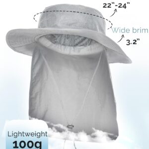 Camptrace UPF 50+ Sun Hats for Men Women Wide Brim Sun Protection Mesh Hat with Neck Flap Fishing Hiking Gardening Hats