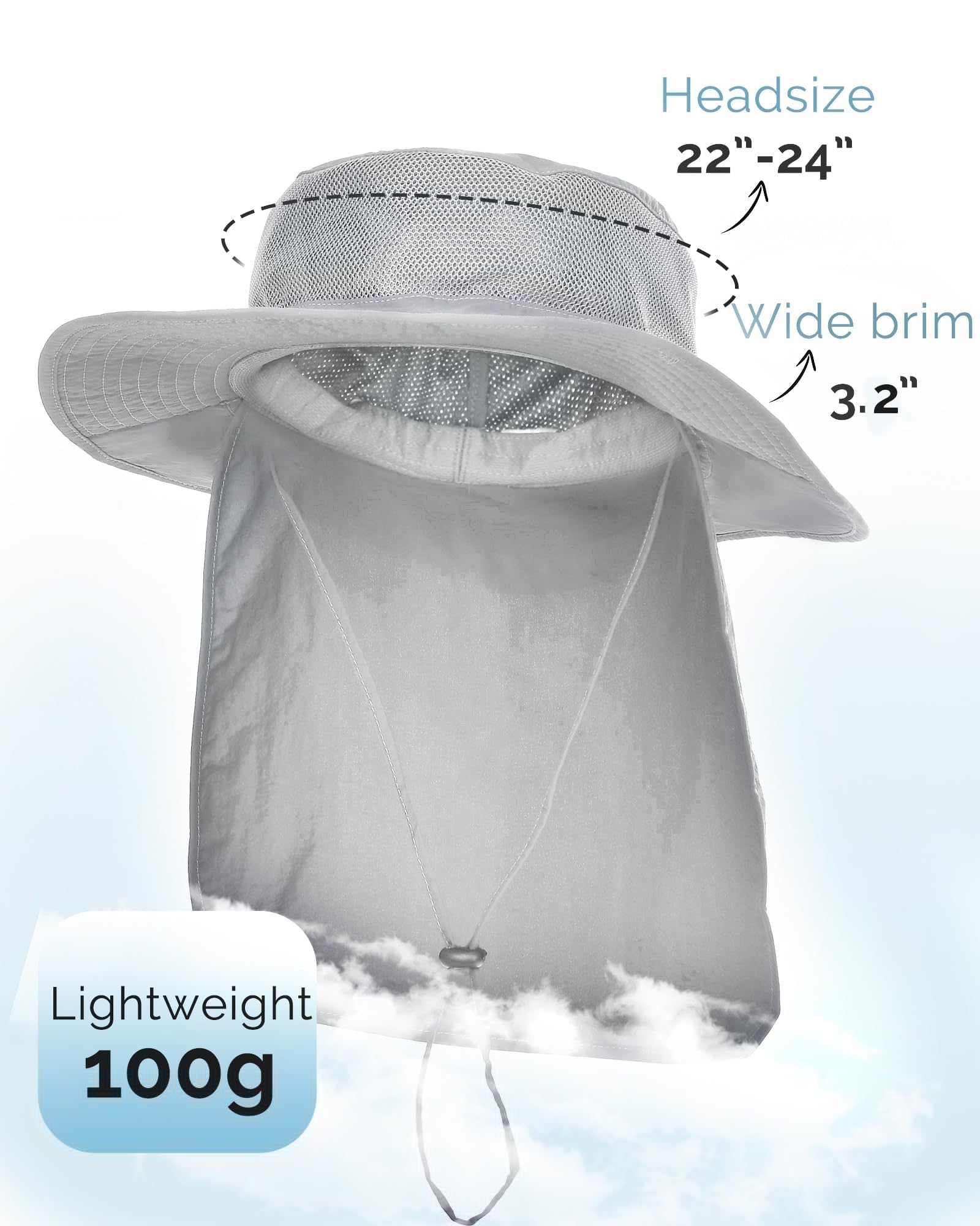 Camptrace UPF 50+ Sun Hats for Men Women Wide Brim Sun Protection Mesh Hat with Neck Flap Fishing Hiking Gardening Hats