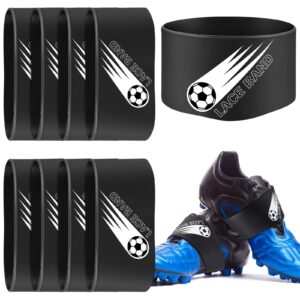 jecery 10 pieces soccer cleat lace cover soccer shoe band youth adult protector elastic shoe laces rubber shoe covers(kid size,black)