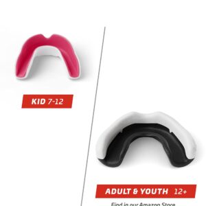 Legenda Sports Mouthguard for Kids (w/Case), Professional Mouthguard for Boxing, MMA, Karate, Football, BJJ, Martial Arts, Rugby, Lacrosse, Hockey (White/Pink)