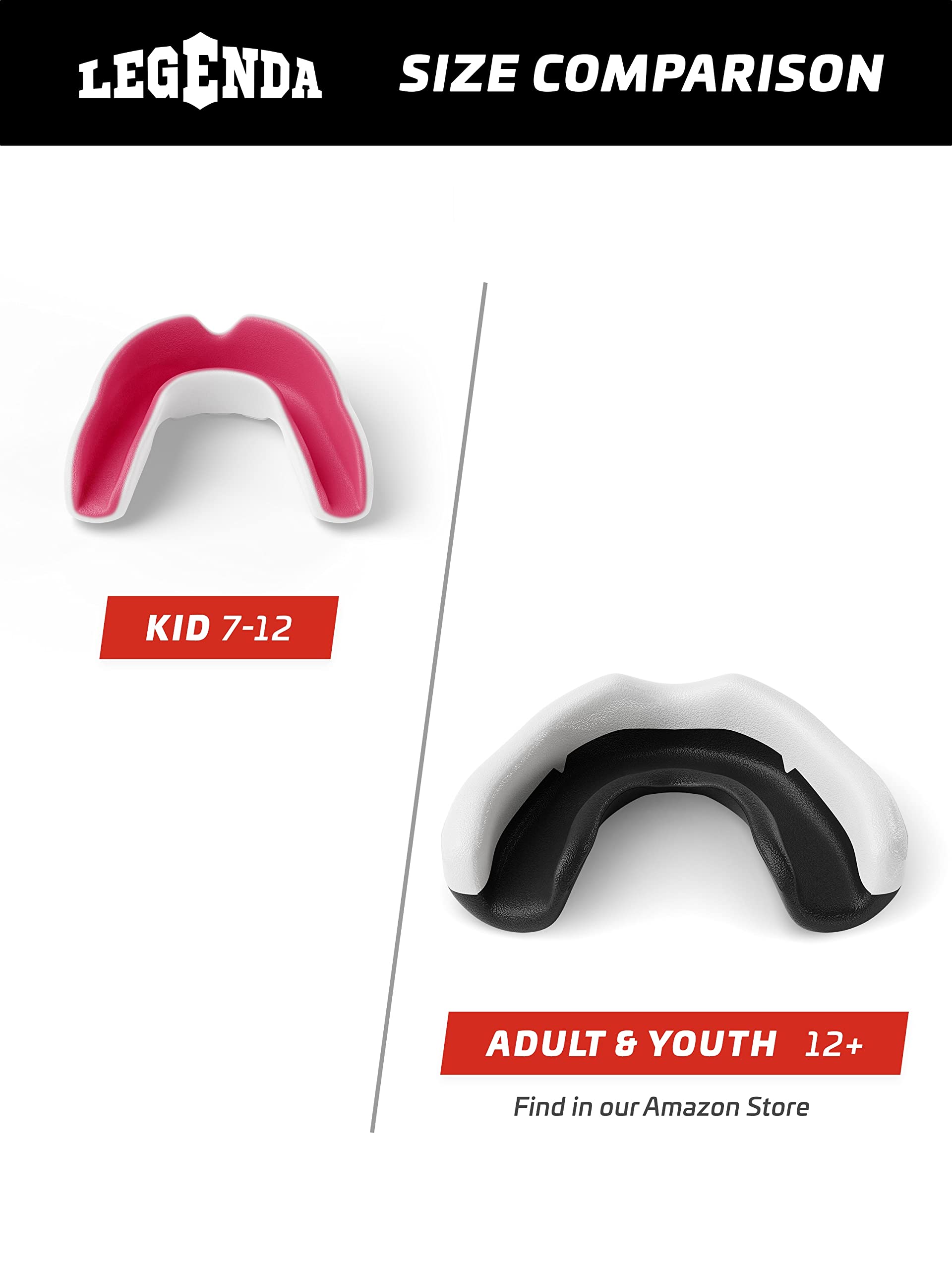 Legenda Sports Mouthguard for Kids (w/Case), Professional Mouthguard for Boxing, MMA, Karate, Football, BJJ, Martial Arts, Rugby, Lacrosse, Hockey (White/Pink)