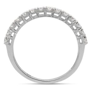 SAVEARTH DIAMONDS 1/2 cttw Round Cut Lab Created Moissanite Diamond Half Eternity Stackable Band Ring For Women In 14K White Gold Over Sterling Silver (VVS1 Clarity, 0.50 Cttw)-6.5