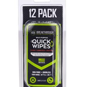 Breakthrough Clean Technology Multi-Purpose CLP Gun Cleaning Wipes - Firearm Cleaner, Lubricant, and Protectant - Perfect for Handguns and Rifles - Field and Range Accessories - 12-Pack