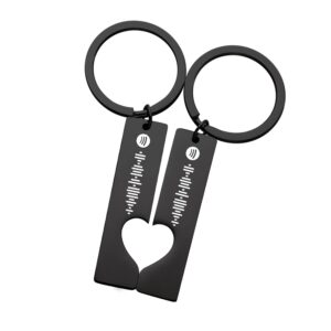 personalized music spotify code keychain custom engraved song stainless steel heart couples keychain gifts black