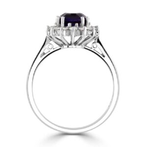 2 CT Oval Cut Created Amethyst Halo Wedding Promise Ring 14k White Gold Finish Ring Size-11