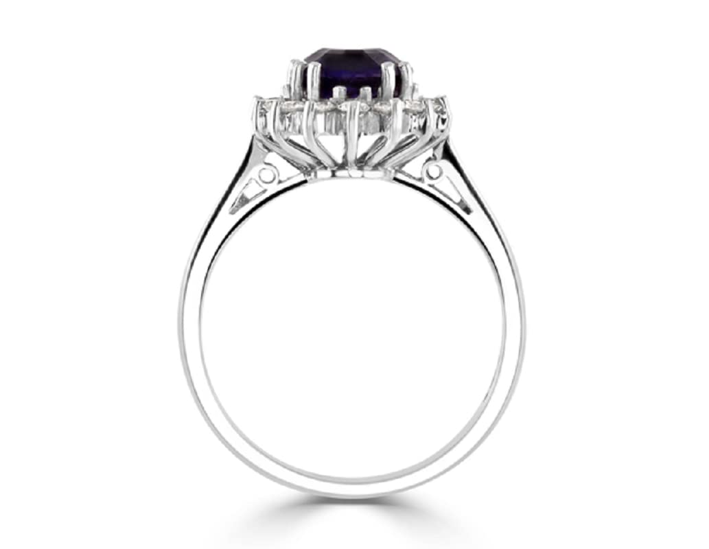 2 CT Oval Cut Created Amethyst Halo Wedding Promise Ring 14k White Gold Finish Ring Size-11