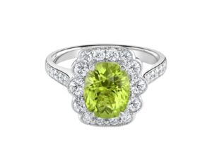 3 ct oval cut created peridot & cubic zirconia vintage ring 14k white gold finish ring size-9