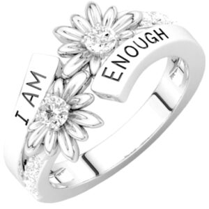 jude jewelers stainless steel inspirational encouragment i am enough mantra wedding engagement statement anniversary ring (silver, 8)