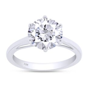 savearth diamonds 1 1/5 cttw 7mm round cut lab created moissanite diamond solitaire style engagement ring for women in 10k solid white gold (vvs1 clarity, 1.20 cttw) ring size-6