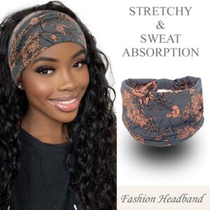 YONUF Wide Boho Headbands for Women Fashion Knotted Headband Yoga Workout African Head Wrap 4 Pack