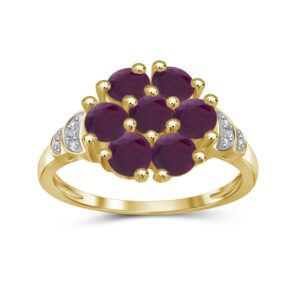 jewelexcess 2.30 ctw ruby & accent white diamonds ring in 14k gold over silver