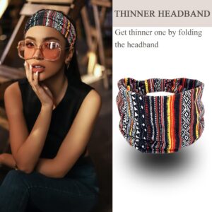 YONUF Wide Boho Headbands for Women Fashion Knotted Headband Yoga Workout African Head Wrap 4 Pack