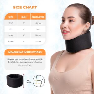 SNUG360 Neck Brace - 3.5 inch Soft Foam Cervical Collar for Men & Women, Relieves Neck Pain & Spine Pressure Due to Whiplash or Injury, Ideal Support for Sleeping (Small, Black)