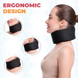 SNUG360 Neck Brace - 3.5 inch Soft Foam Cervical Collar for Men & Women, Relieves Neck Pain & Spine Pressure Due to Whiplash or Injury, Ideal Support for Sleeping (Small, Black)