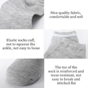 KEREDA 15 Pairs Kids Ankle Socks Boys Girls Half Cushion Low Cut Athletic Socks 9-12 Years Grey